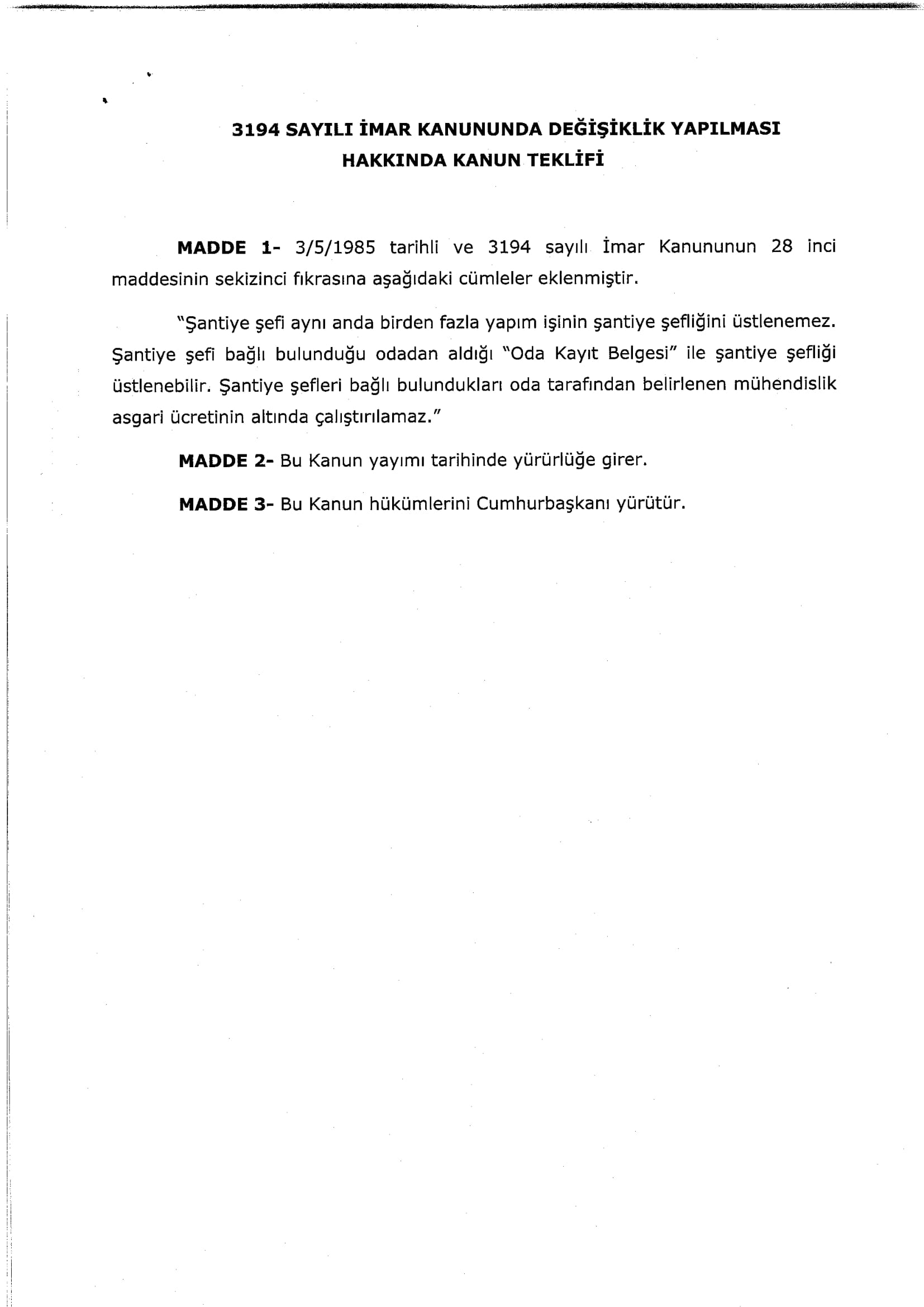 3194 Sayılı İmar Kanunu'nda değişiklik teklifimiz... - İYİ Parti